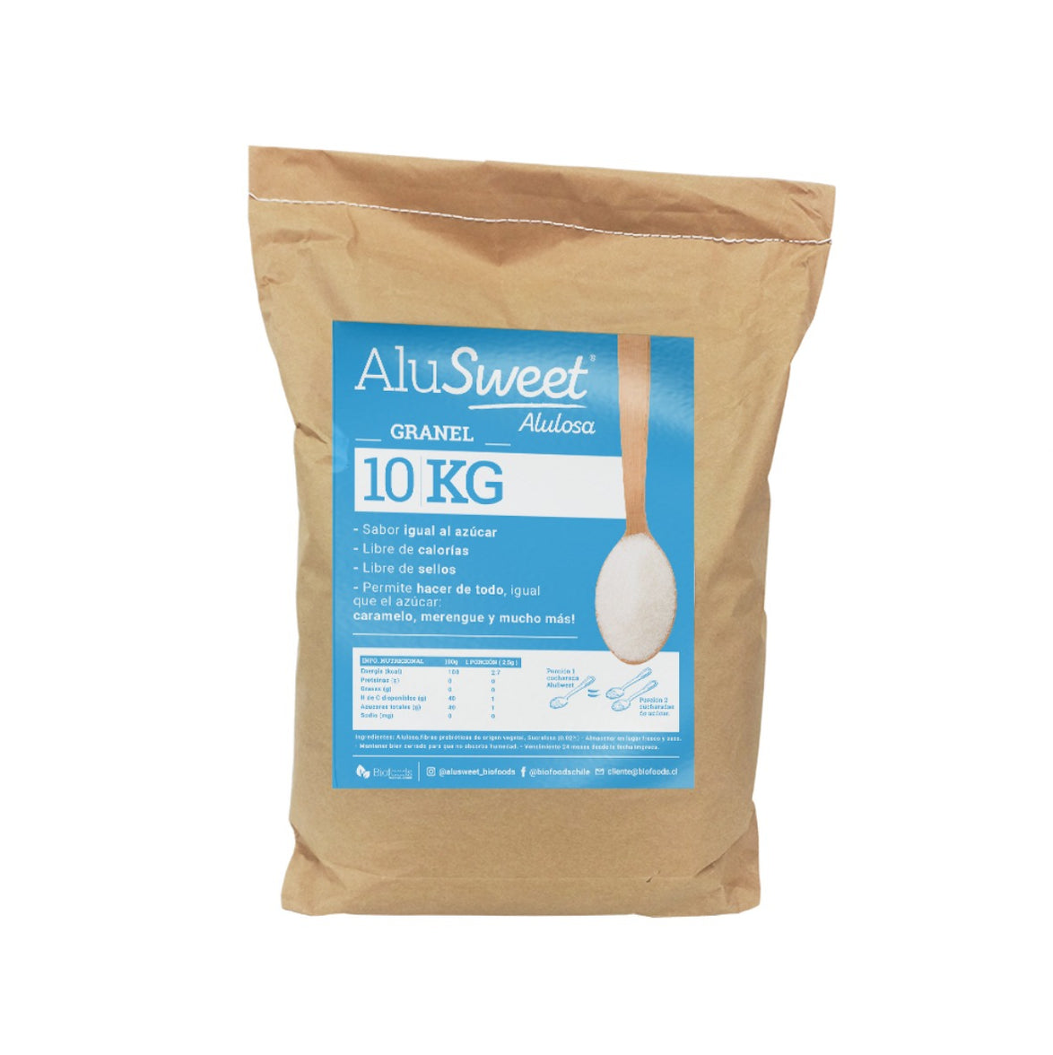 Saco 10 kilos AluSweet Alulosa — Biofoods SPA